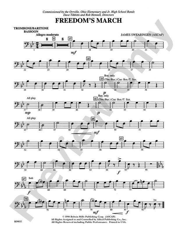 Freedom's March: 1st Trombone: 1st Trombone Part - Digital Sheet Music ...