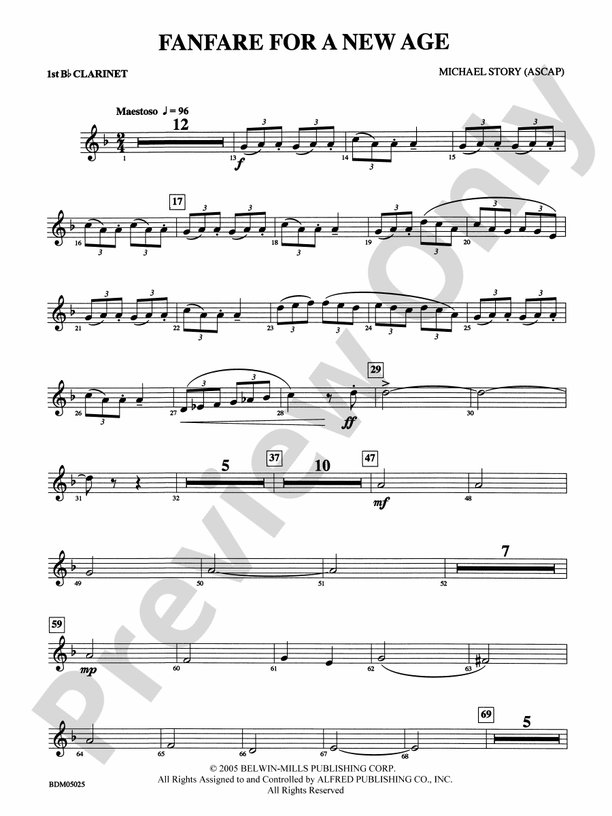 Fanfare for a New Age: 1st B-flat Clarinet: 1st B-flat Clarinet Part - Digital Sheet Music Download