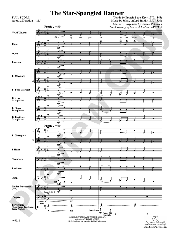 The Star-Spangled Banner: Score: Concert Band Score - Digital Sheet ...