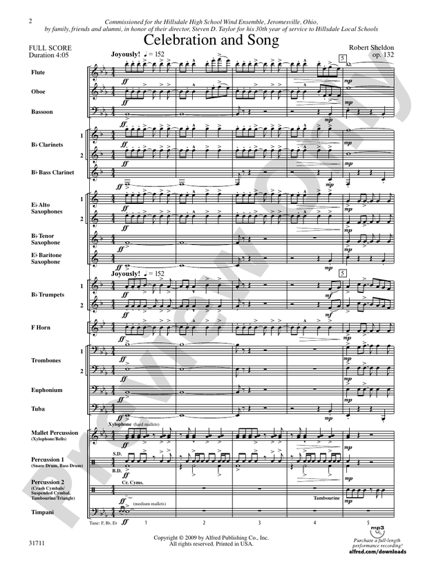 Celebration and Song: Score: Concert Band Score - Digital Sheet Music ...