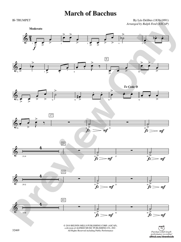 March of Bacchus: 1st B-flat Trumpet: 1st B-flat Trumpet Part - Digital ...