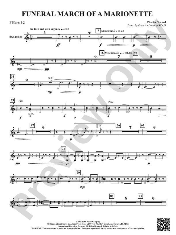 Funeral March of a Marionette: 1st & 2nd F Horns: 1st & 2nd F Horns ...