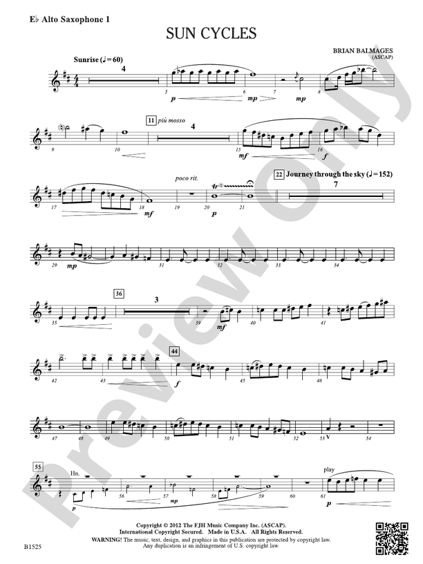 Sun Cycles: E-flat Alto Saxophone 1: E-flat Alto Saxophone 1 Part: Brian Balmages - Digital ...