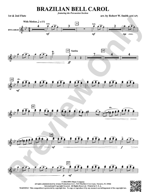 Brazilian Bell Carol: 1st & 2nd Flute: 1st & 2nd Flute Part - Digital Sheet Music Download