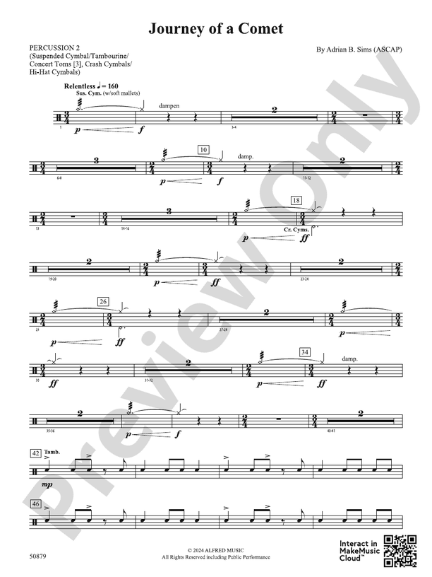 Journey of a Comet: 2nd Percussion: 2nd Percussion Part - Digital Sheet ...