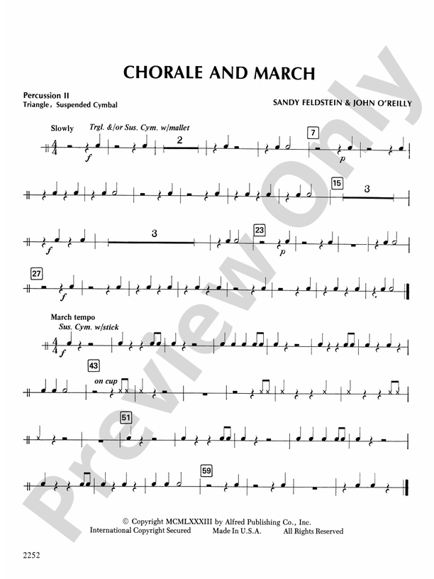 Chorale and March: 2nd Percussion: 2nd Percussion Part - Digital Sheet ...