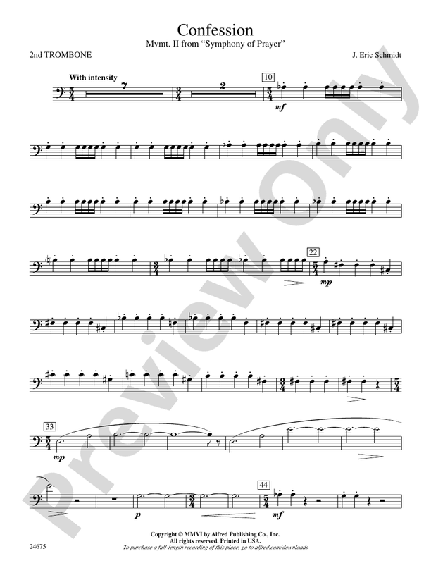 Confession (Movement 2 of Symphony of Prayer): 2nd Trombone: 2nd Trombone Part - Digital Sheet ...
