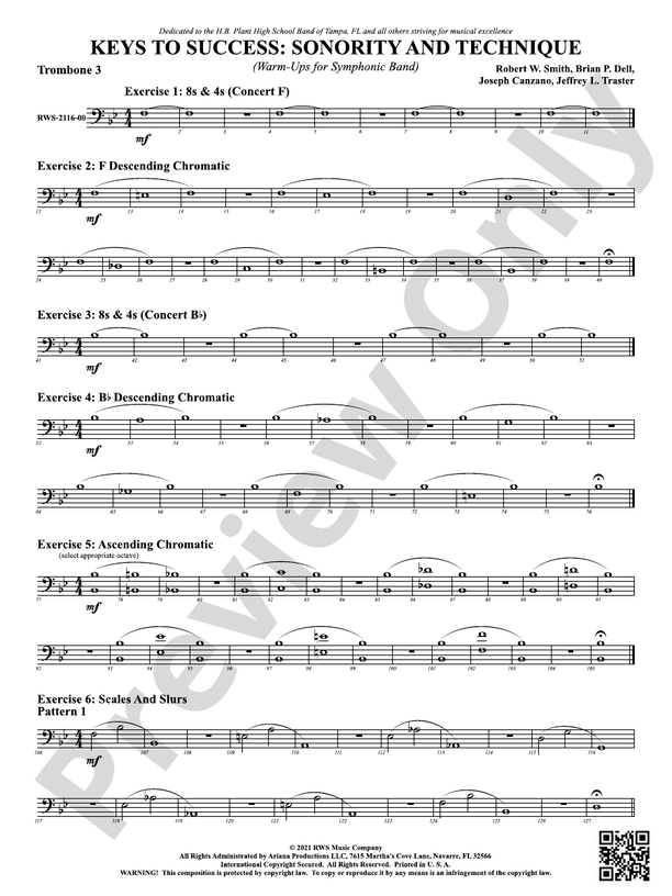 Keys to Success: Sonority and Technique - Warm-Ups for Symphonic Band: 3rd Trombone: 3rd ...