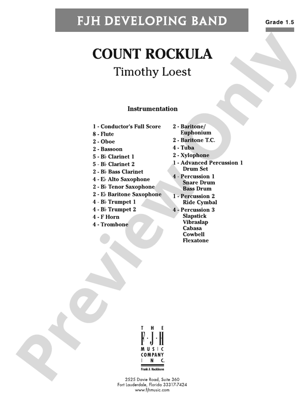 Count Rockula: Score: Concert Band Score: Timothy Loest - Digital Sheet ...