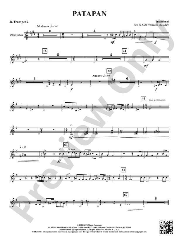Patapan: 2nd B-flat Trumpet: 2nd B-flat Trumpet Part - Digital Sheet ...
