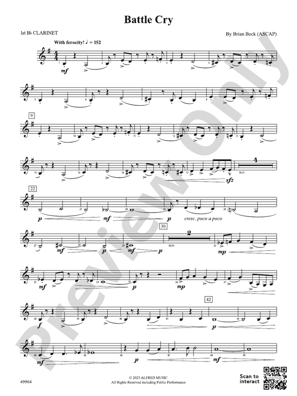 Battle Cry: 1st B-flat Clarinet: 1st B-flat Clarinet Part - Digital ...
