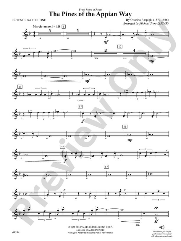 The Pines of the Appian Way: B-flat Tenor Saxophone: B-flat Tenor Saxophone Part - Digital Sheet ...