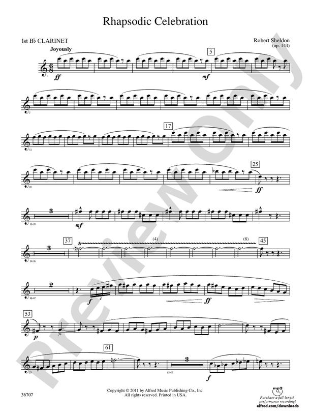 Rhapsodic Celebration: 1st B-flat Clarinet: 1st B-flat Clarinet Part ...