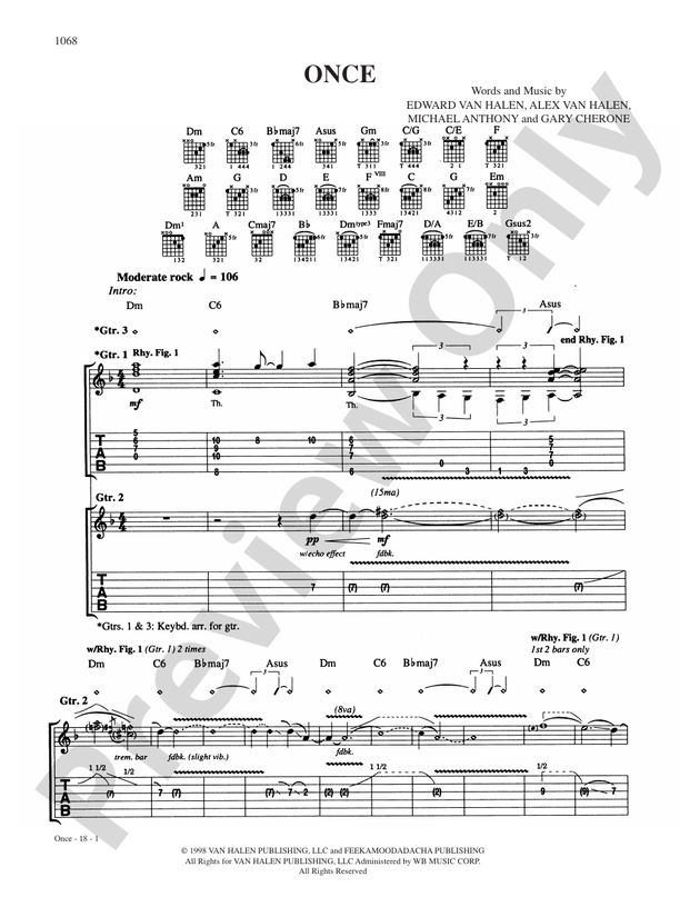 Once: Guitar: Van Halen - Digital Sheet Music Download