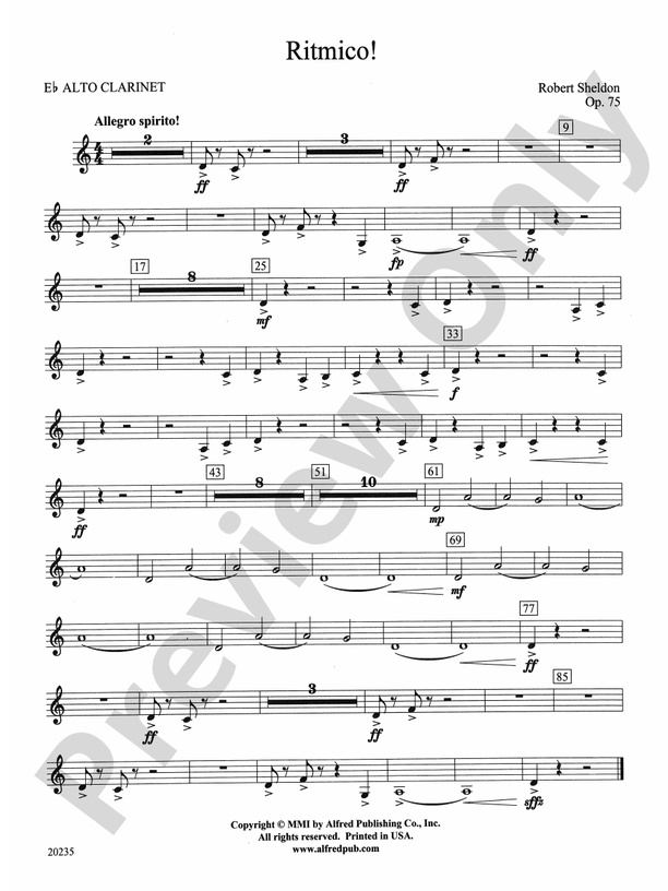 Ritmico!: E-flat Alto Clarinet: E-flat Alto Clarinet Part - Digital Sheet Music Download