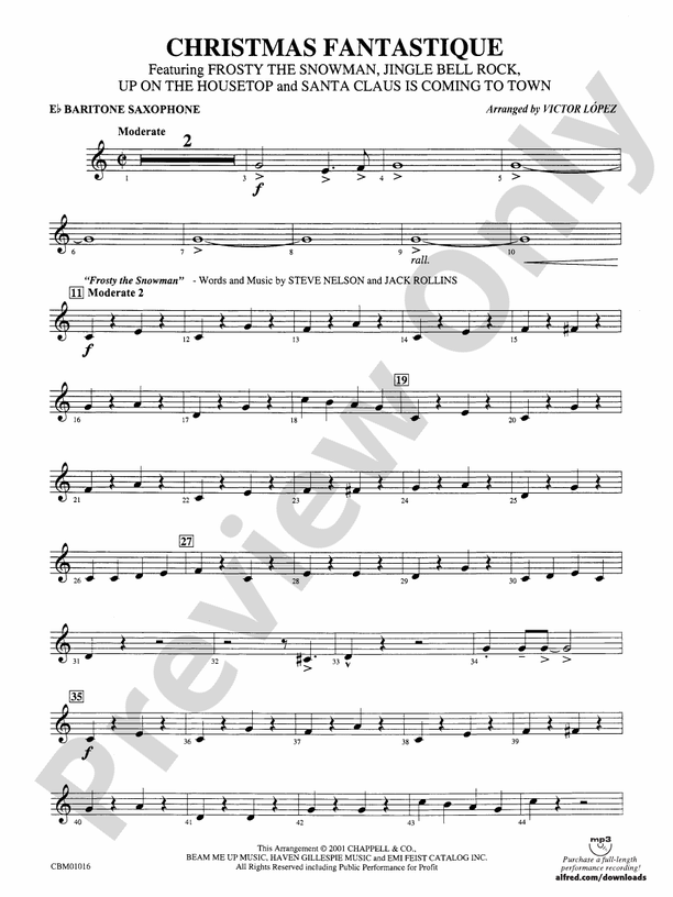 Christmas Fantastique (Medley): E-flat Baritone Saxophone: E-flat Baritone Saxophone Part ...