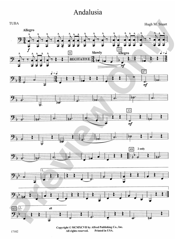 Andalusia: Tuba: Tuba Part - Digital Sheet Music Download