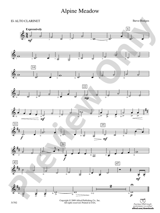 Alpine Meadow: (wp) E-flat Alto Clarinet: (wp) E-flat Alto Clarinet World Part - Digital Sheet ...