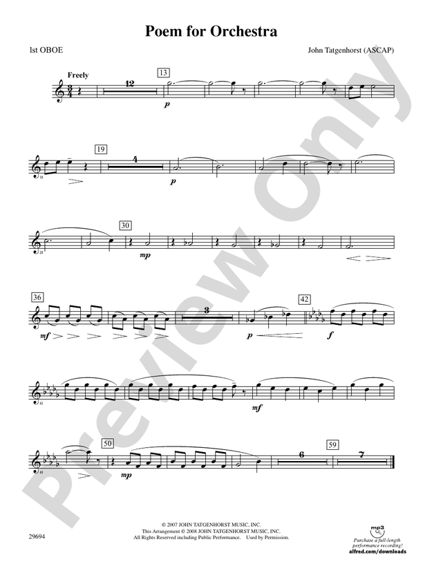 Poem for Orchestra: Oboe: Oboe Part - Digital Sheet Music Download
