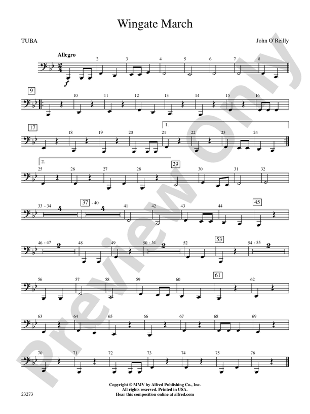 Wingate March: Tuba: Tuba Part - Digital Sheet Music Download