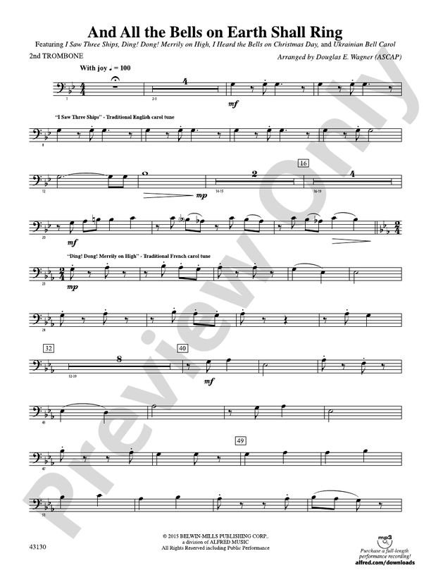 And All the Bells on Earth Shall Ring: 2nd Trombone: 2nd Trombone Part - Digital Sheet Music ...