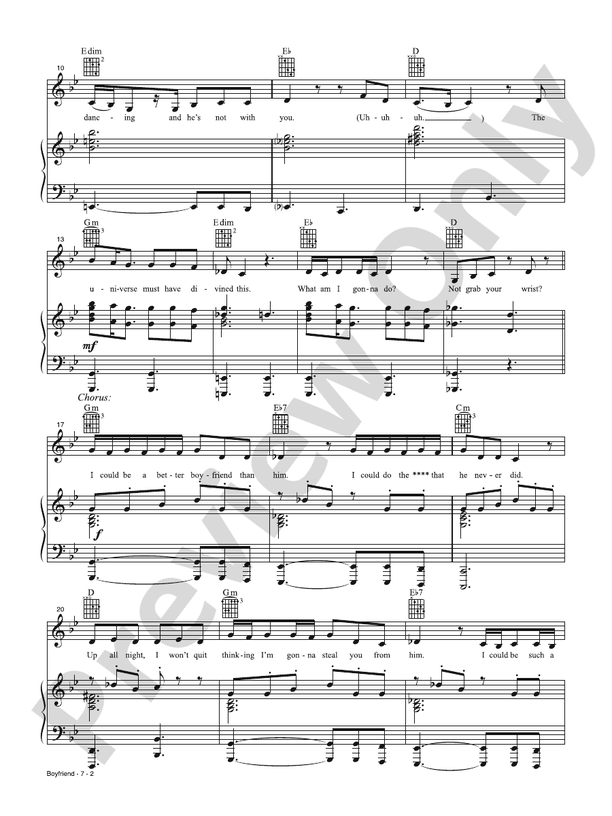 Boyfriend: Piano/Vocal: Dove Cameron - Digital Sheet Music Download