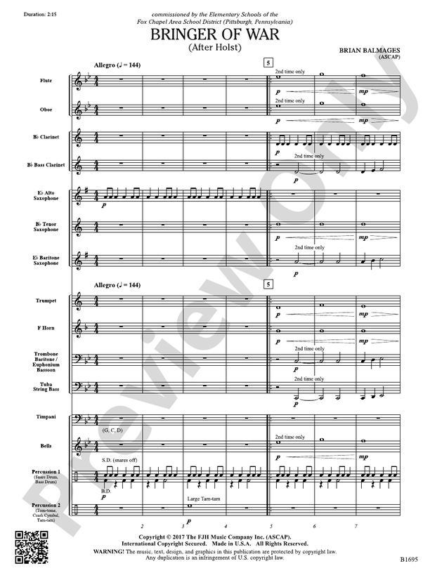 Bringer of War: Score: Concert Band Score: Brian Balmages - Digital ...
