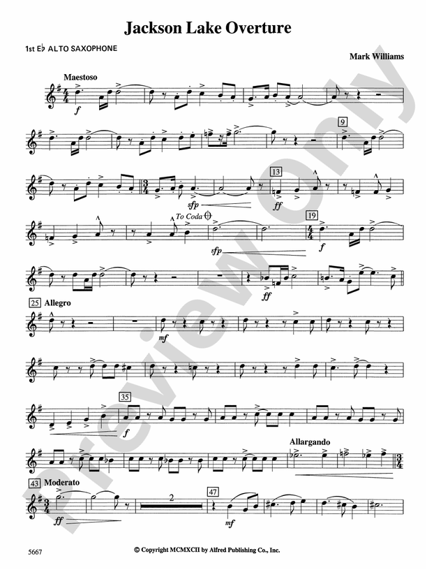 Jackson Lake Overture: E-flat Alto Saxophone: E-flat Alto Saxophone Part - Digital Sheet Music ...