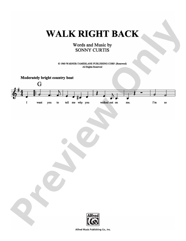 Walk Right Back: Lead Sheet: Anne Murray - Digital Sheet Music Download