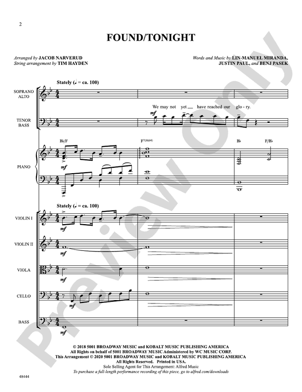 Found/Tonight: Choral SoundPax: Lin Manuel Miranda - Digital Sheet ...