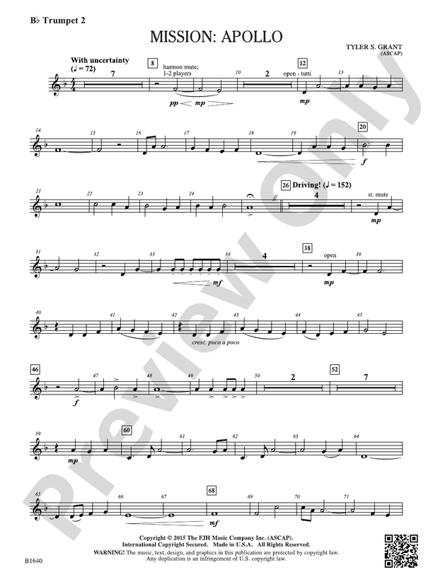 Mission: Apollo: B-flat Trumpet 2: B-flat Trumpet 2 Part: Tyler S ...