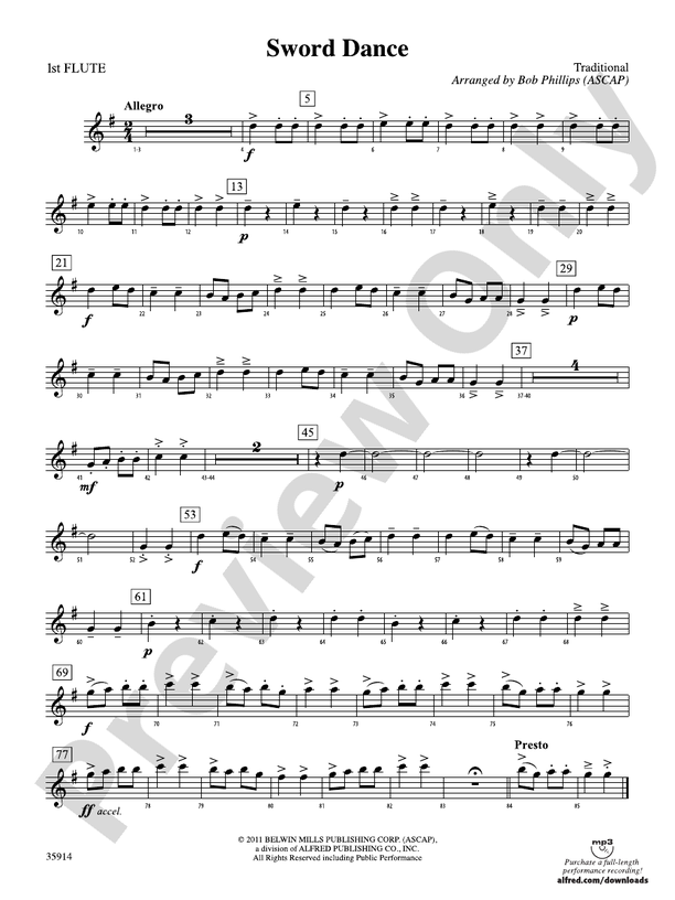 Sword Dance: Flute: Flute Part - Digital Sheet Music Download