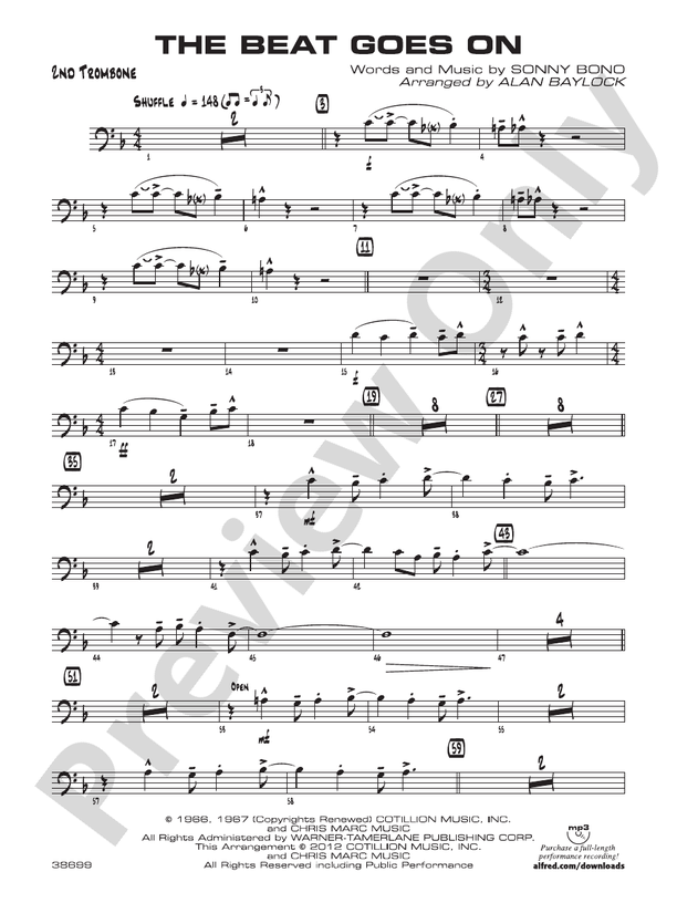 The Beat Goes On: 2nd Trombone: 2nd Trombone Part - Digital Sheet Music ...