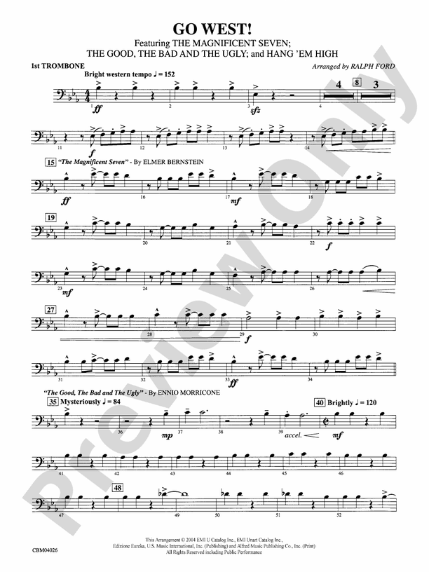 Go West!: 1st Trombone: 1st Trombone Part - Digital Sheet Music Download