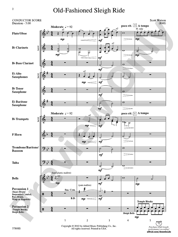 Old-Fashioned Sleigh Ride: Score: Concert Band Score - Digital Sheet ...