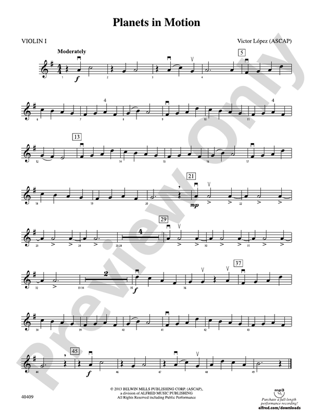 Planets in Motion: 1st Violin: 1st Violin Part - Digital Sheet Music ...