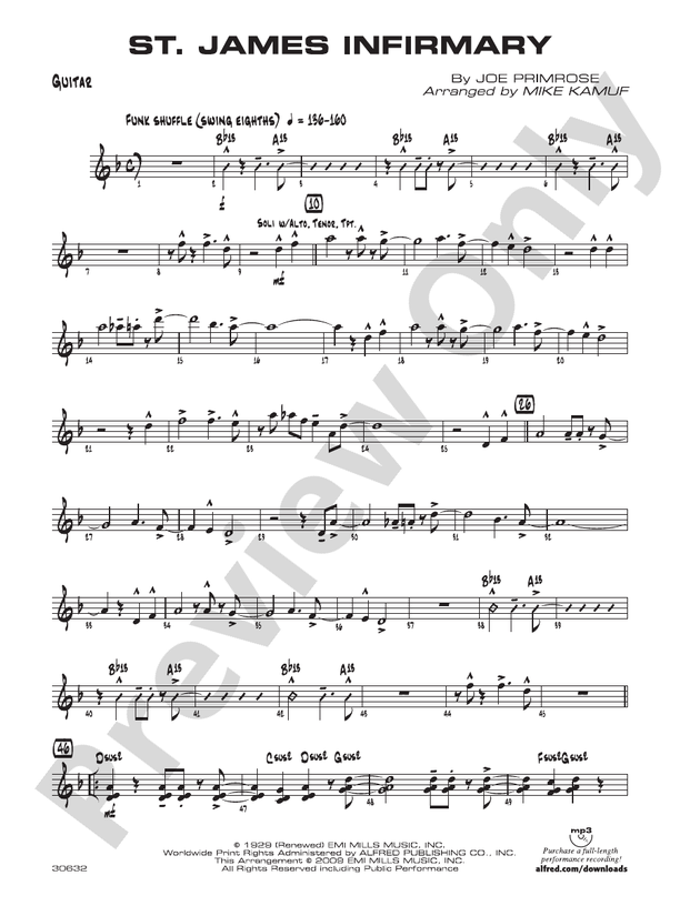 St. James Infirmary: Guitar: Guitar Part - Digital Sheet Music Download
