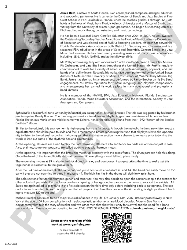 Spherical: Score: Jazz Ensemble Score: Michael Brecker - Digital Sheet ...