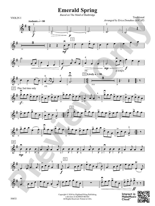 Emerald Spring: 1st Violin: 1st Violin Part - Digital Sheet Music Download