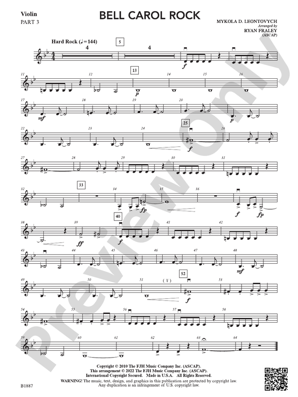 Bell Carol Rock: Part 3 - Violin: Part 3 - Violin Part: Mykola D ...