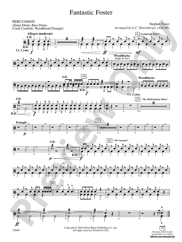 Fantastic Foster: 1st Percussion: 1st Percussion Part - Digital Sheet ...