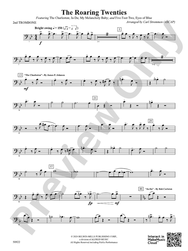 The Roaring Twenties: 2nd Trombone: 2nd Trombone Part - Digital Sheet Music Download