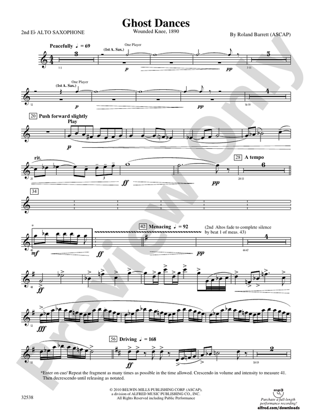Ghost Dances 2nd E Flat Alto Saxophone 2nd E Flat Alto Saxophone Part