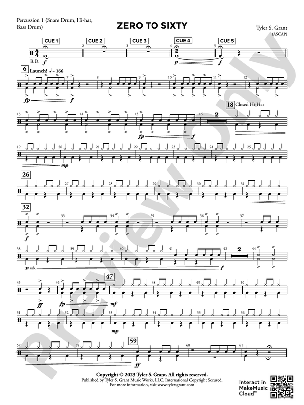 Zero to Sixty: 1st Percussion: 1st Percussion Part - Digital Sheet Music Download