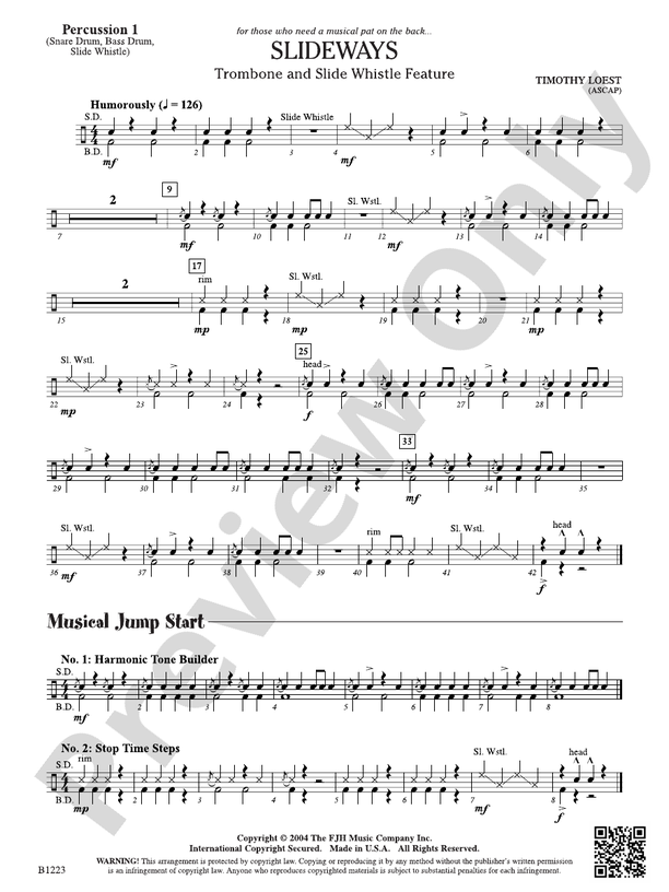 Slideways: Percussion 1: Percussion 1 Part: Timothy Loest - Digital Sheet Music Download