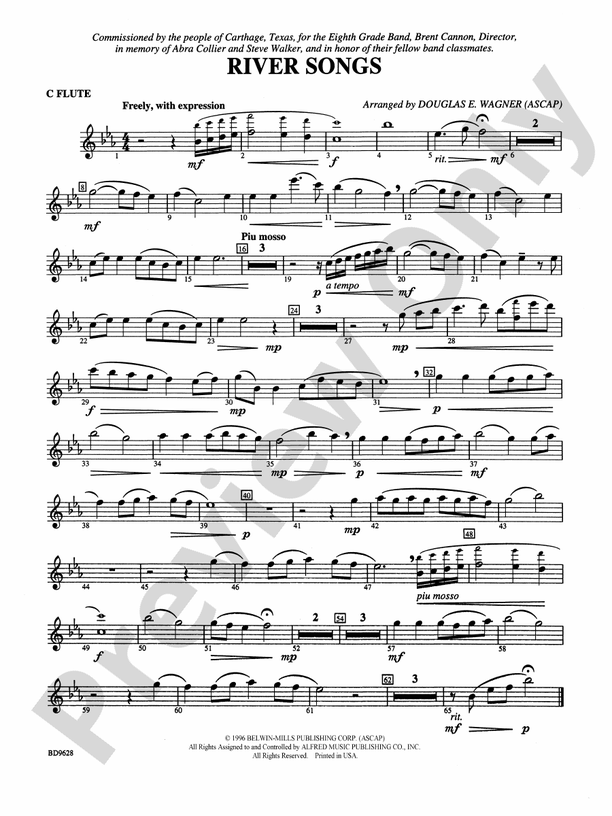 River Songs: Flute: Flute Part - Digital Sheet Music Download