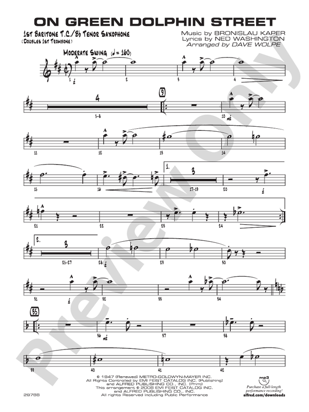 On Green Dolphin Street: Baritone T.C.: Baritone T.C. Part - Digital ...