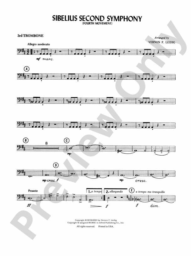 Sibelius's 2nd Symphony, 4th Movement: 3rd Trombone: 3rd Trombone Part - Digital Sheet Music ...