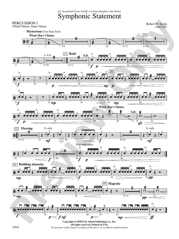 Symphonic Statement: 1st Percussion: 1st Percussion Part - Digital Sheet Music Download
