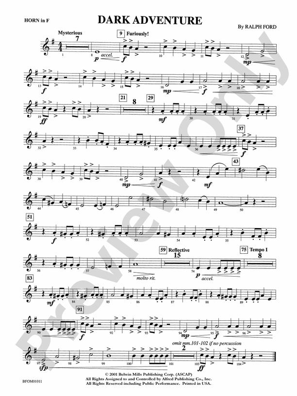Dark Adventure: 1st F Horn: 1st F Horn Part - Digital Sheet Music Download